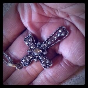 Vintage | Jewelry | Vintage Marcasite Cross Pendant Necklace | Poshmark